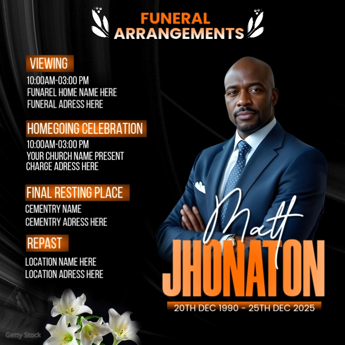 Funeral Arrangements Instagram Post Template | PosterMyWall