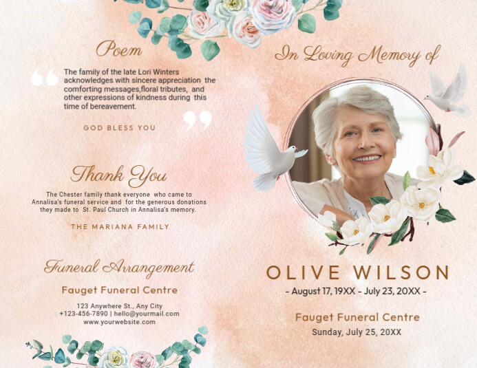 Funeral Bi Fold Brochure_01 Template | PosterMyWall