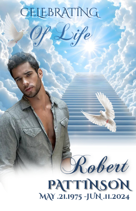 Funeral card template blue sky stairway background | PosterMyWall