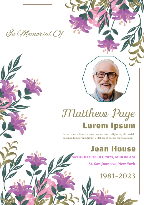FUNERAL CARD TEMPLATE | PosterMyWall