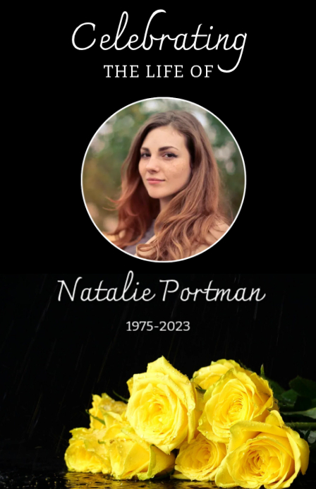 Funeral card yelow rose background Template | PosterMyWall