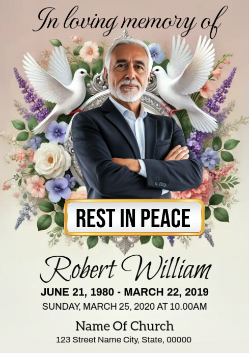 Funeral Celebration Of Life Flyer Template | PosterMyWall