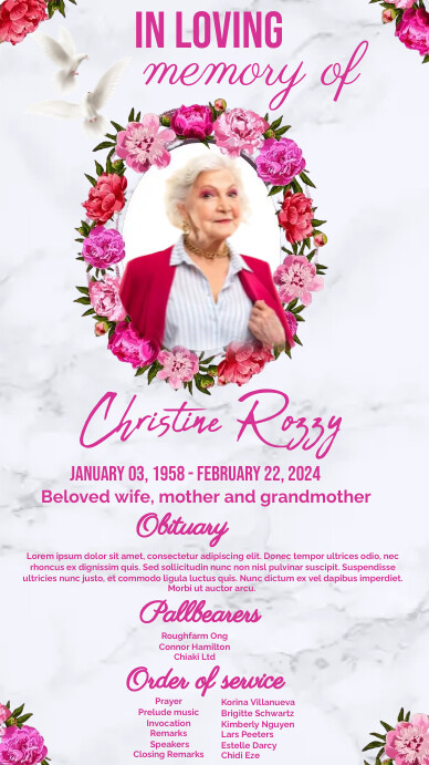 Funeral Day Instagram Post Life celebration Template | PosterMyWall