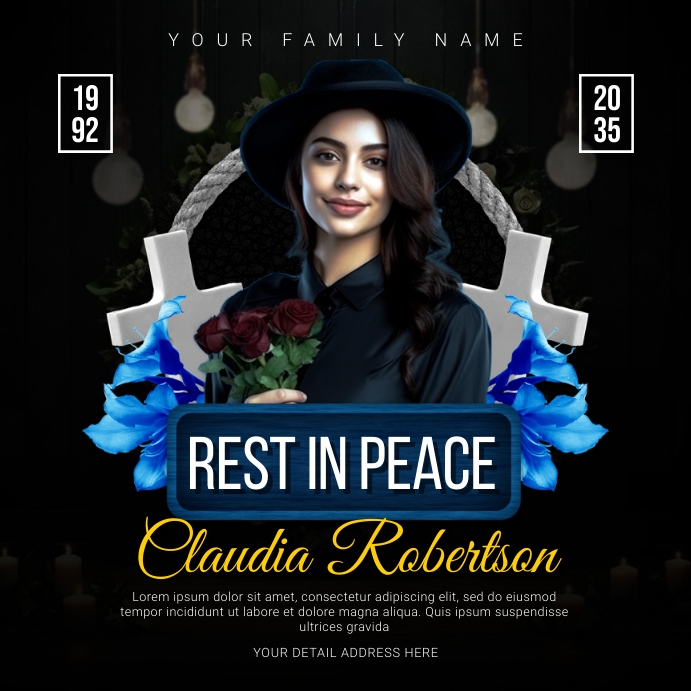 Funeral Day Square Flyer or Poster Template | PosterMyWall