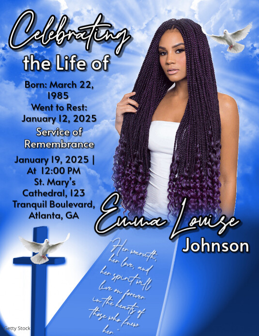 funeral flyer, obituary program, memorial Template | PosterMyWall