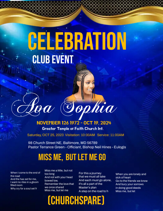 Copy of funeral flyer,life celebrating flyer | PosterMyWall