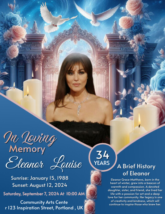 Funeral Flyer death anniversary announcement Template | PosterMyWall