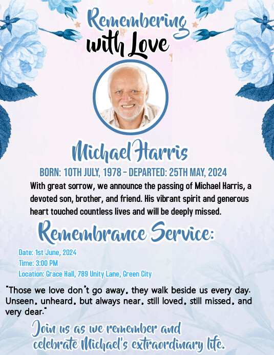 funeral flyer Template | PosterMyWall