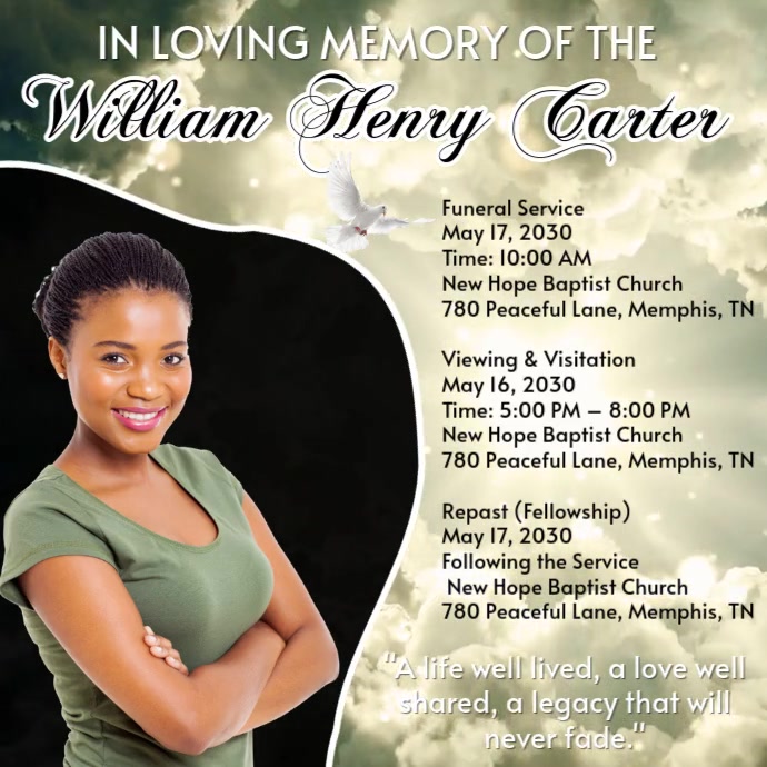 funeral flyer Template | PosterMyWall