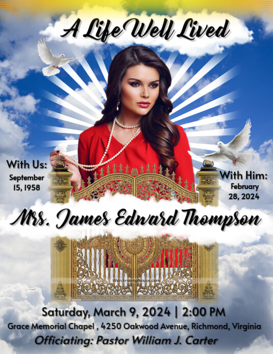 Funeral Flyer Memorial Flyer Template | PosterMyWall