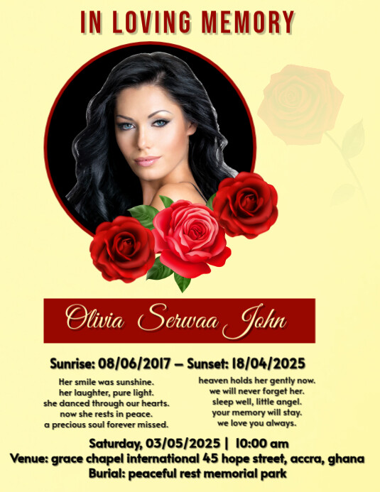 Copy of Funeral Flyer Memorial Flyer | PosterMyWall