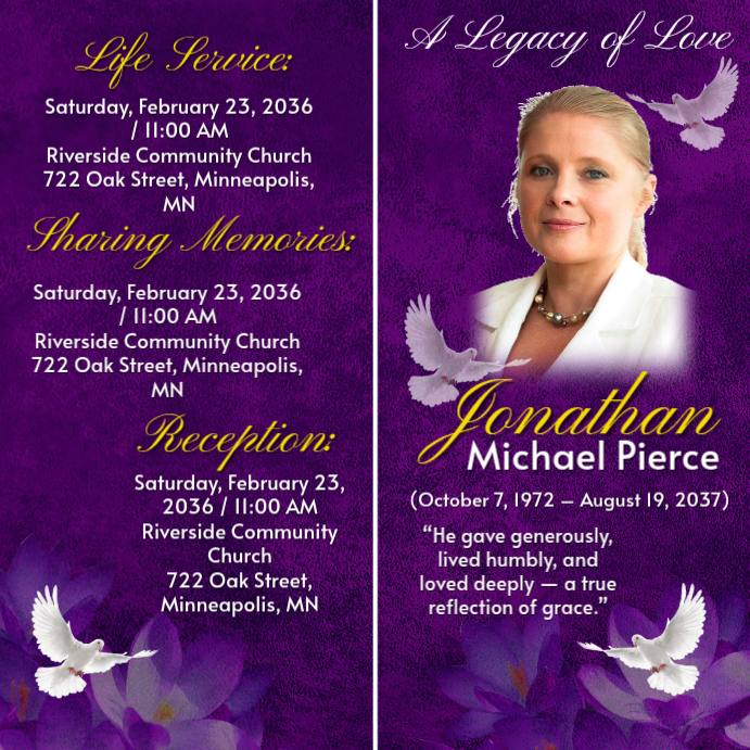 Funeral Flyer Memorial Flyer Template | PosterMyWall