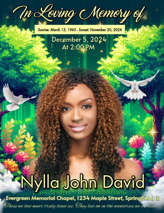 Plantilla de Funeral Flyer with Glowing Pixel Garden | PosterMyWall