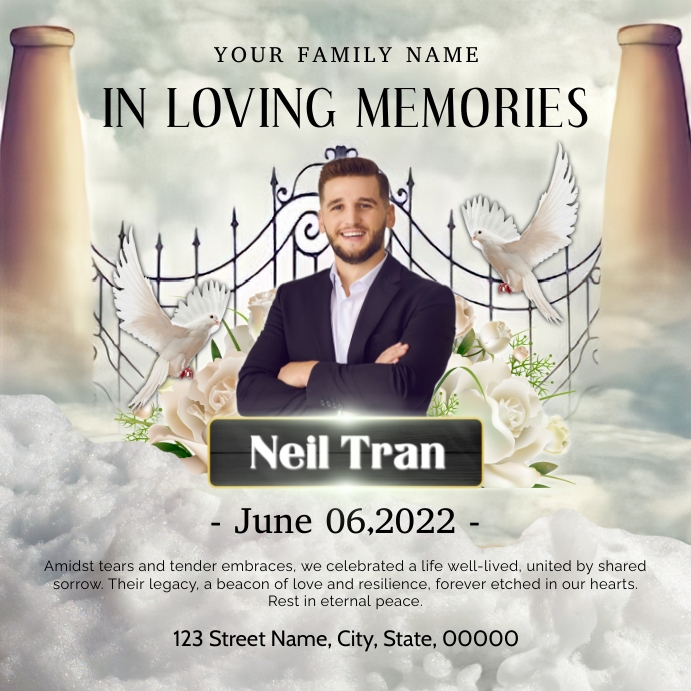 Funeral Instagram post Template | PosterMyWall