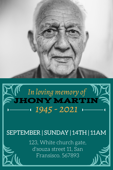 Funeral Invitation card Template | PosterMyWall