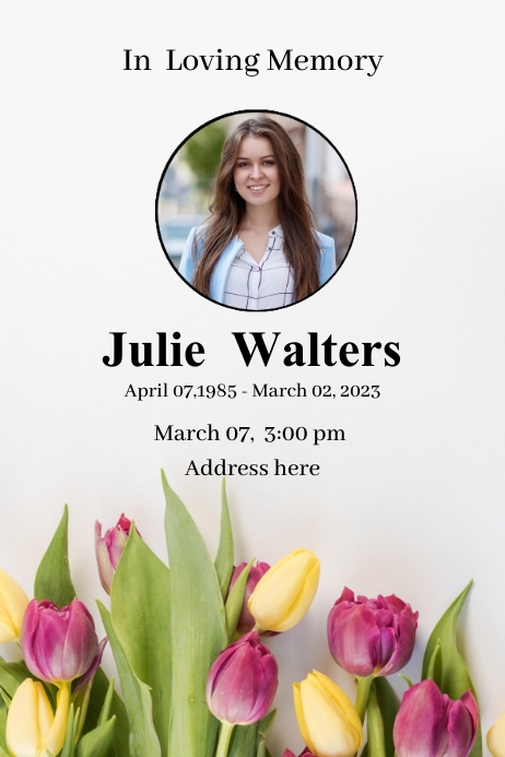 Funeral Invitation Card Floral (1) Template | PosterMyWall