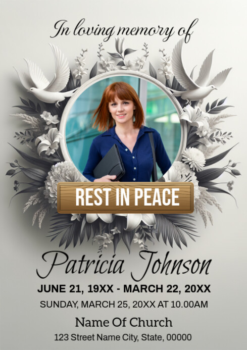 Copy of Funeral Invitation Flyer Template | PosterMyWall