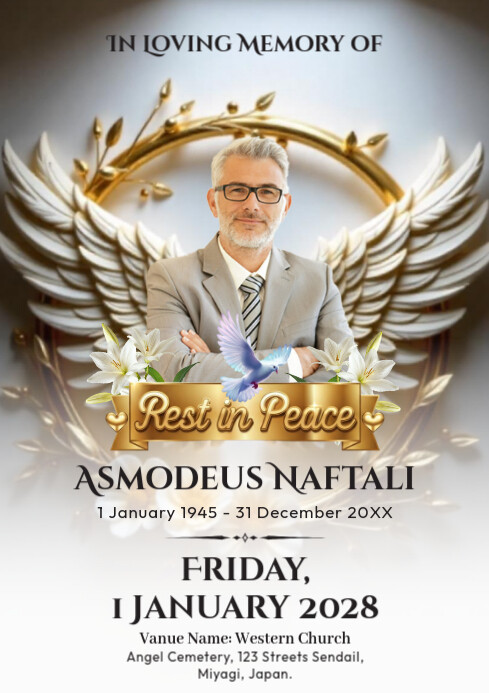 Modèle Funeral Invitation Flyer Template | PosterMyWall