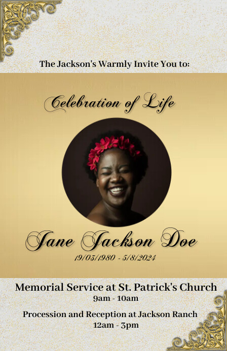 Funeral Invite (1) Template | PosterMyWall