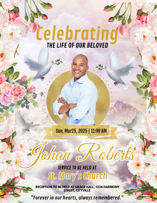 Funeral Memorial Announcement Flyer Template | PosterMyWall