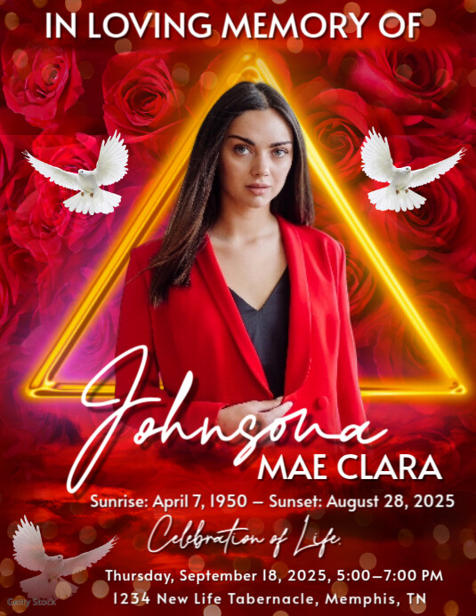 Funeral Obituary Red Roses Elegant Obituary Funeral Flyer Memorial ...