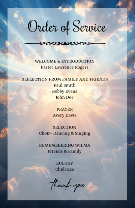 Funeral Order of Service Flyer Template | PosterMyWall