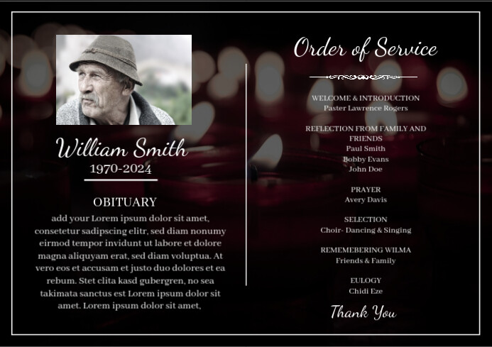 Funeral order of service Template | PosterMyWall