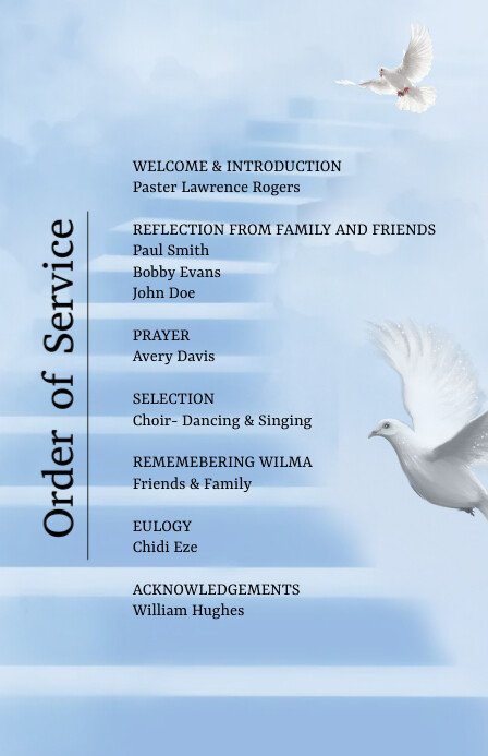 Funeral Order of Service Template | PosterMyWall