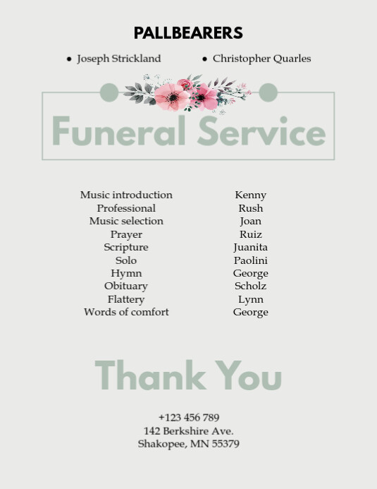 Funeral order of service template | PosterMyWall