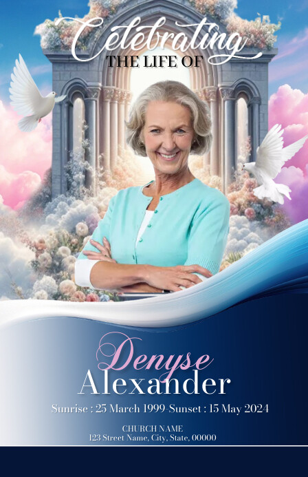 funeral pink and purple clouds template | PosterMyWall