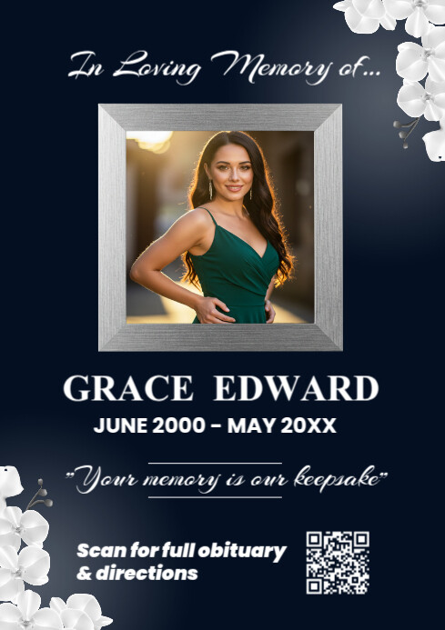Funeral Poster with QR Code Template – Celebration of Life & Memorial ...