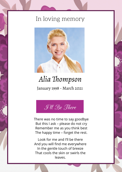 Funeral Prayer card Template | PosterMyWall