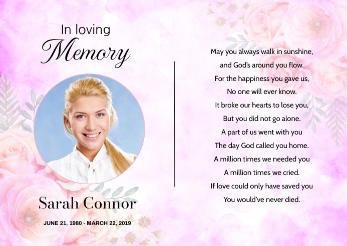 Funeral Prayer Card Template | PosterMyWall