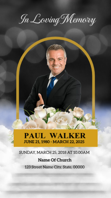 Funeral program announcement instagram sotry Template | PosterMyWall