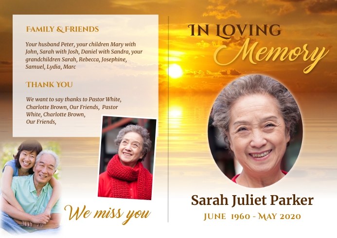 Funeral Program Brochure Sun-Ocean - Front Template | PosterMyWall