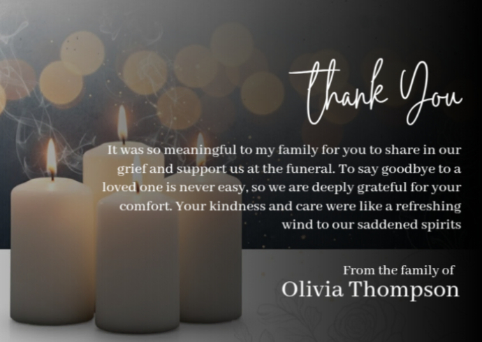 Funeral Program Candle Thank you card Template | PosterMyWall
