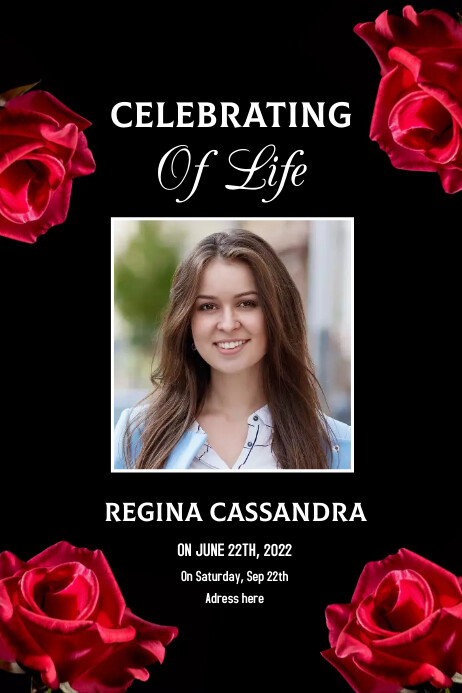 Funeral Program card floralTemplate (4) | PosterMyWall