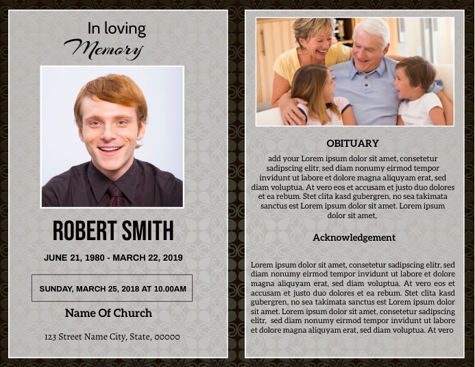 Funeral Program Card Template | PosterMyWall