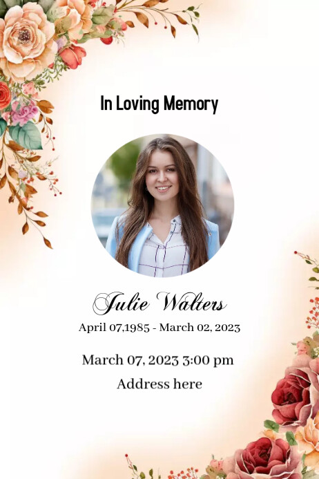 Funeral Program card Template floral(1) | PosterMyWall