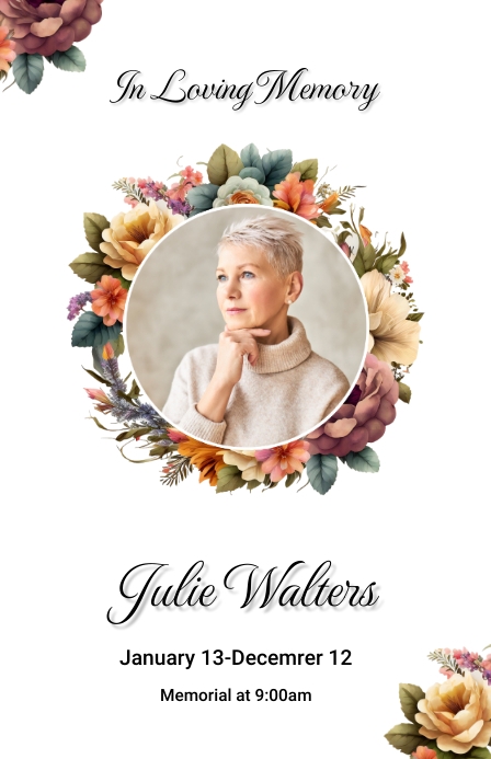 Funeral Program card Template floral(1) | PosterMyWall