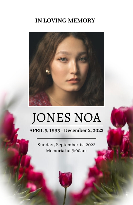 Copy of Funeral Program card Template floral(1) | PosterMyWall