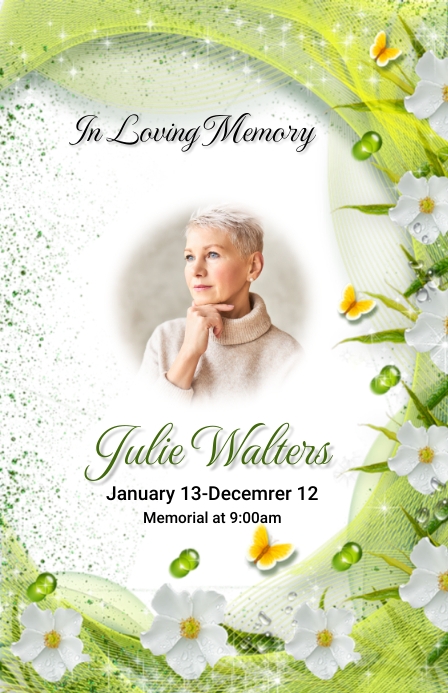 Funeral Program card Template floral (2) | PosterMyWall
