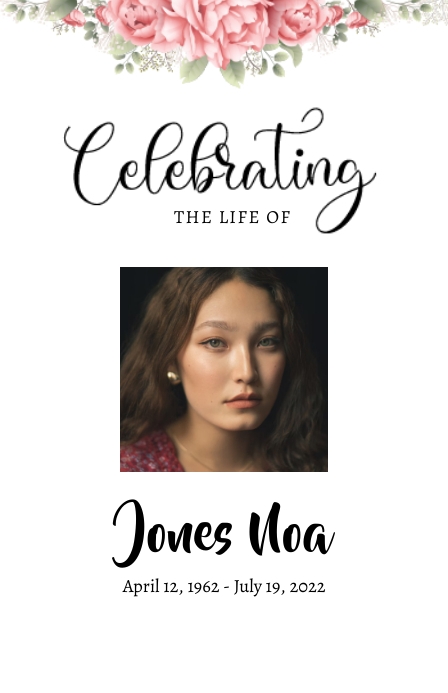 Funeral Program card Template floral (2) | PosterMyWall