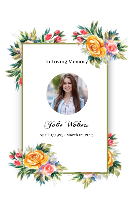 Funeral Program card Template floral (2) | PosterMyWall