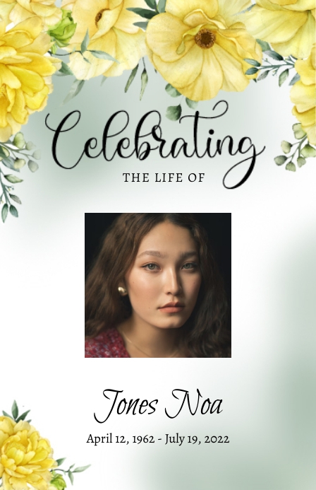 Funeral Program card Template floral (4) | PosterMyWall