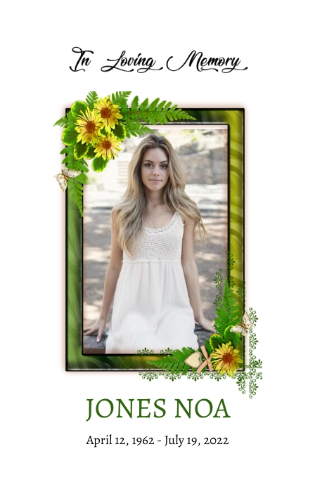 Plantilla de Funeral Program card Template floral (5) | PosterMyWall