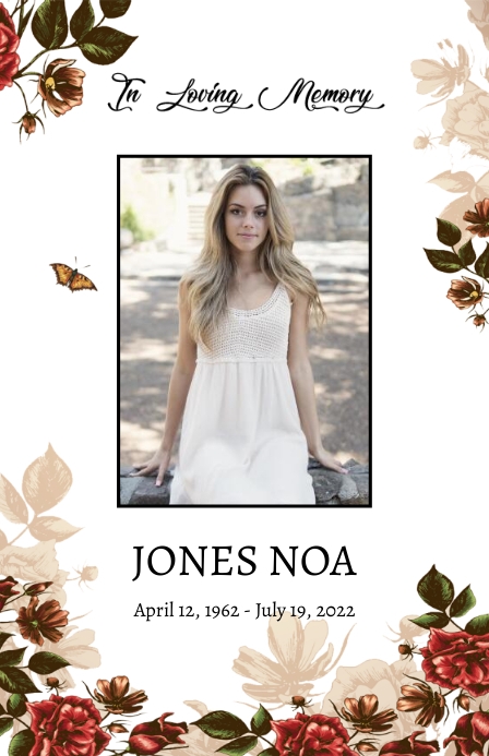 Funeral Program card Template floral (6) | PosterMyWall