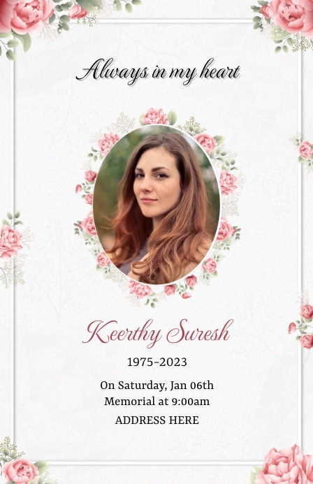 Funeral program card template floral (7) | PosterMyWall