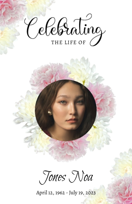 Copy of Funeral Program card Template floral (7) | PosterMyWall