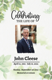 Green Funeral Program Template Half Page Wide | PosterMyWall